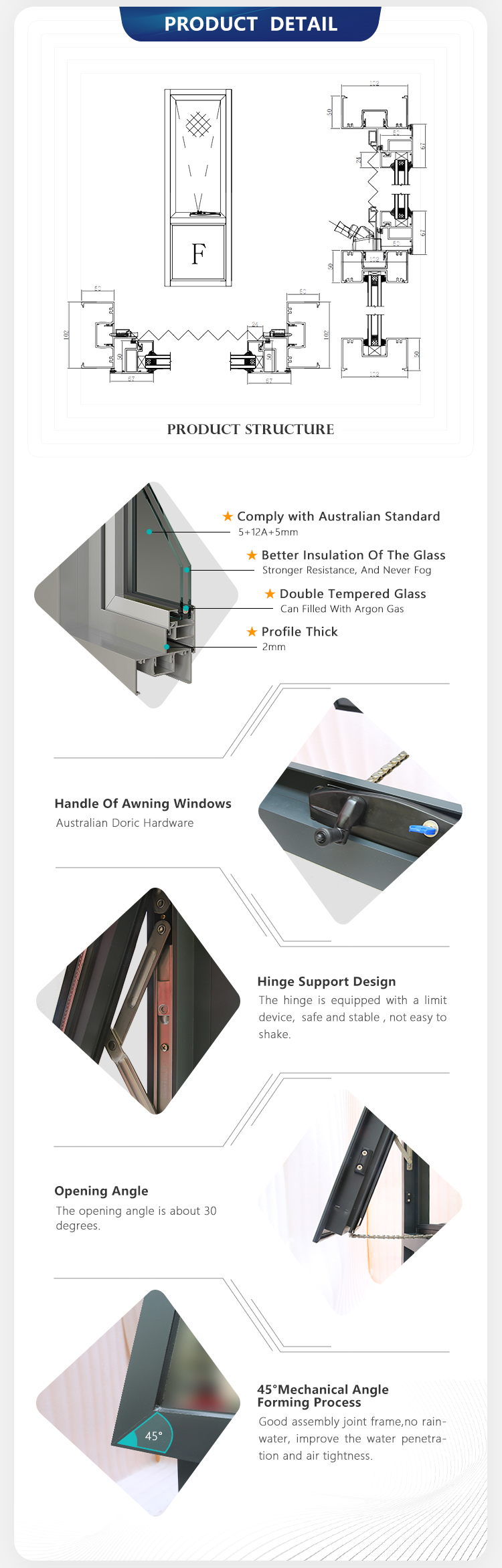 HT102 Awning Window – Hongtai Windows and Doors